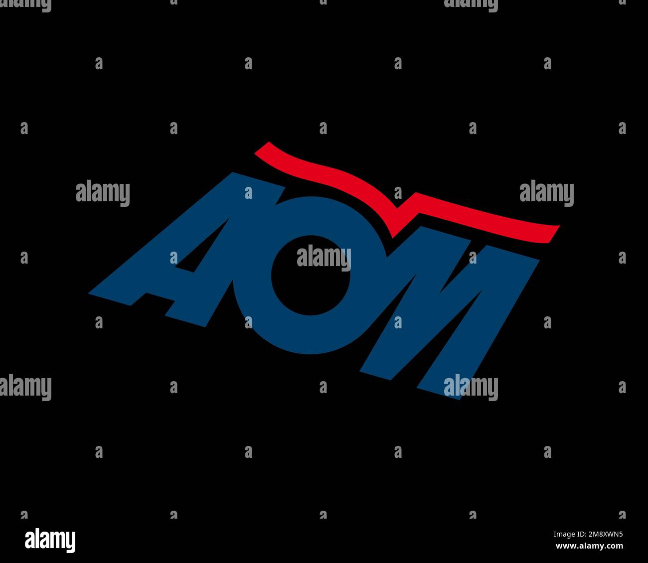 AOM French Airline, rotated logo, black background B Stock Photo - Alamy