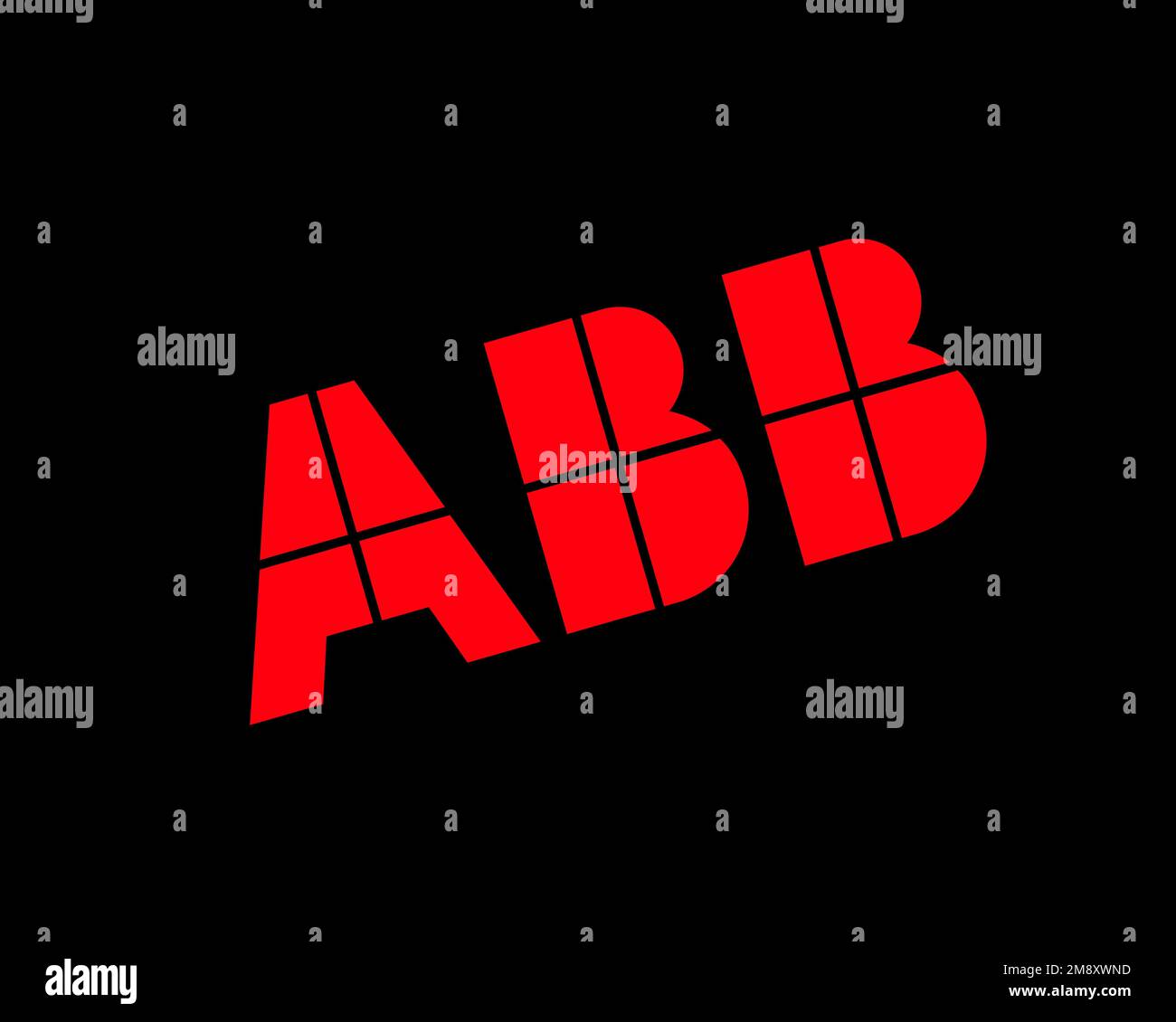 ABB Group, rotated logo, black background Stock Photo - Alamy