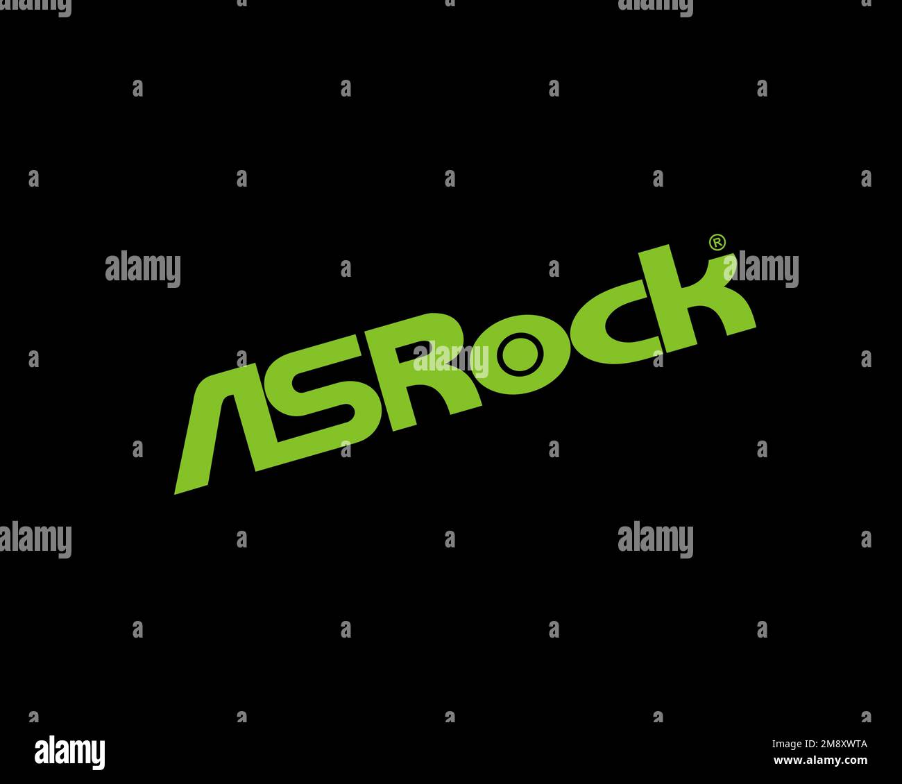 ASRock, rotated logo, black background Stock Photo - Alamy