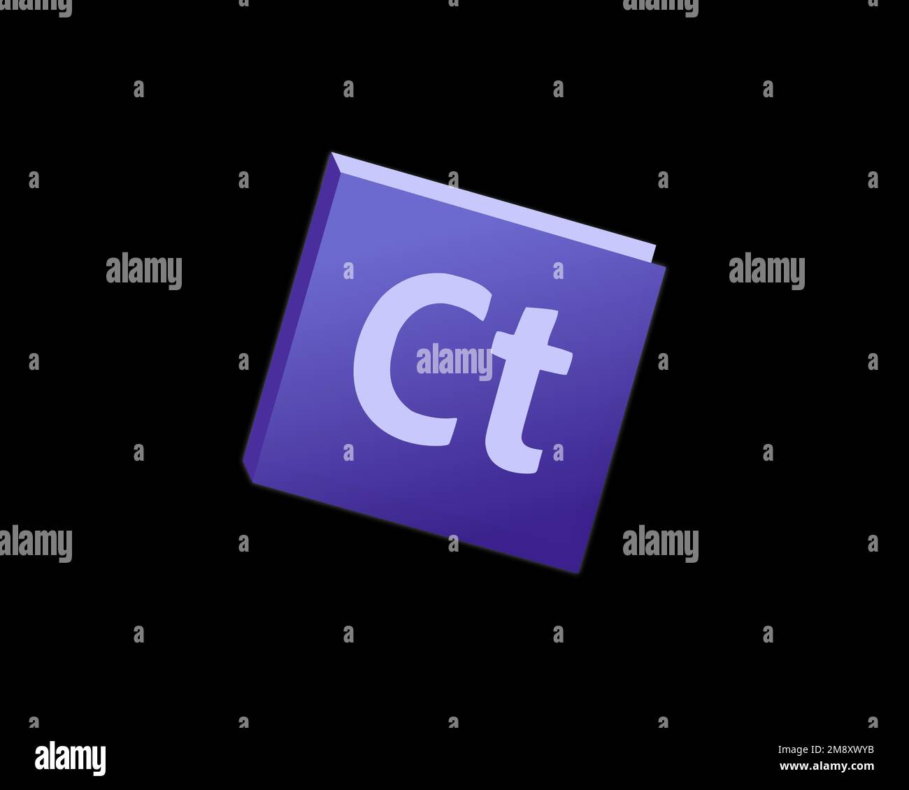 Adobe Contribute, rotated logo, black background B Stock Photo - Alamy