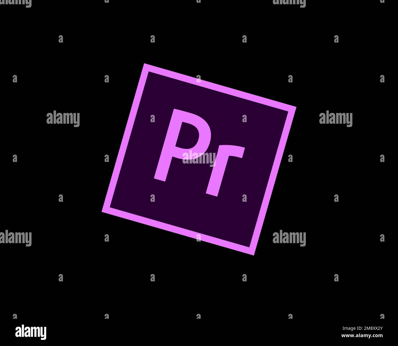 Adobe Premiere Pro, rotated logo, black background B Stock Photo - Alamy