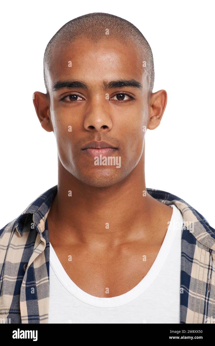 Natural, handsome and portrait of a man in a studio with clean, glowing ...