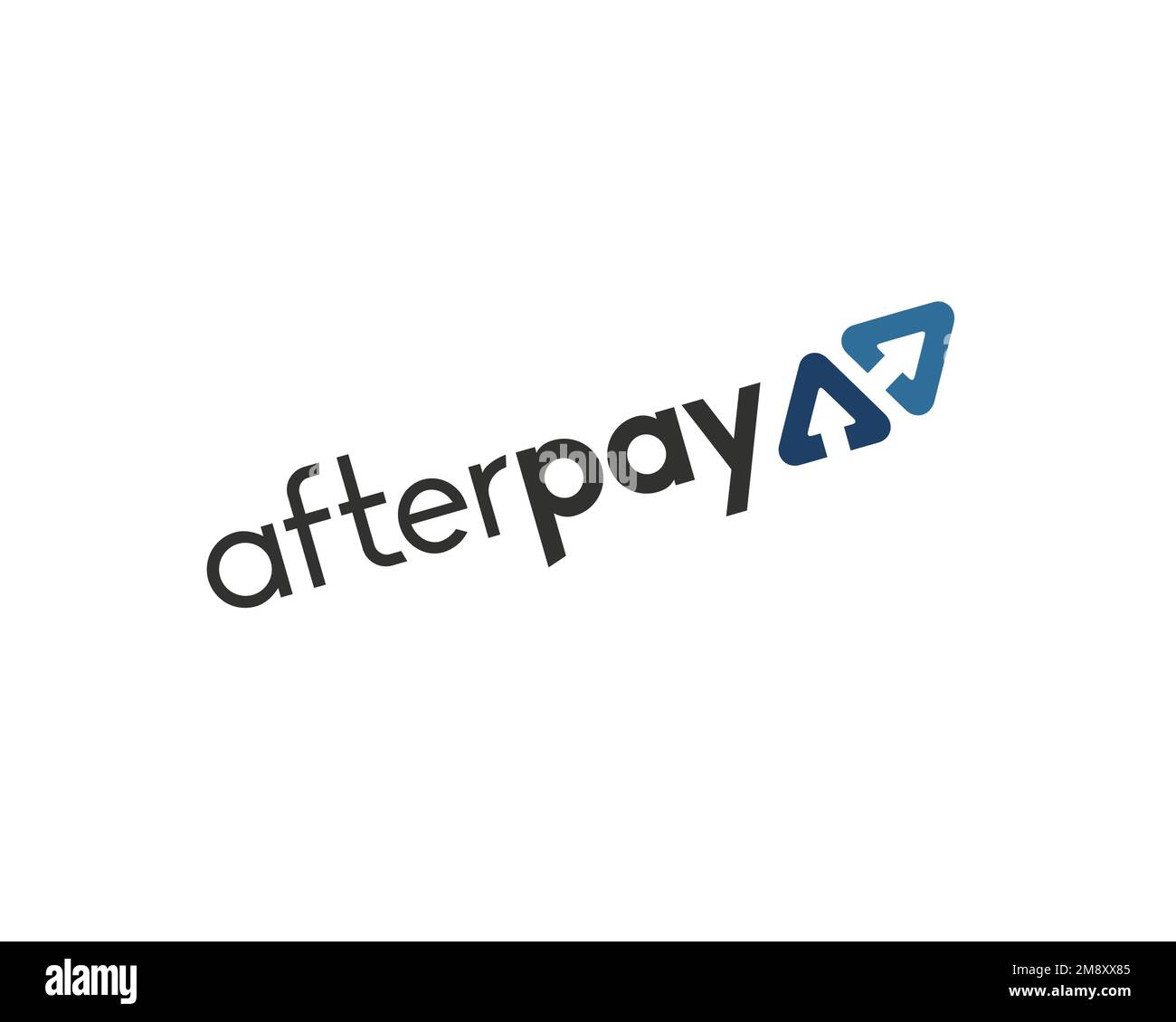 Afterpay, rotated logo, white background Stock Photo - Alamy