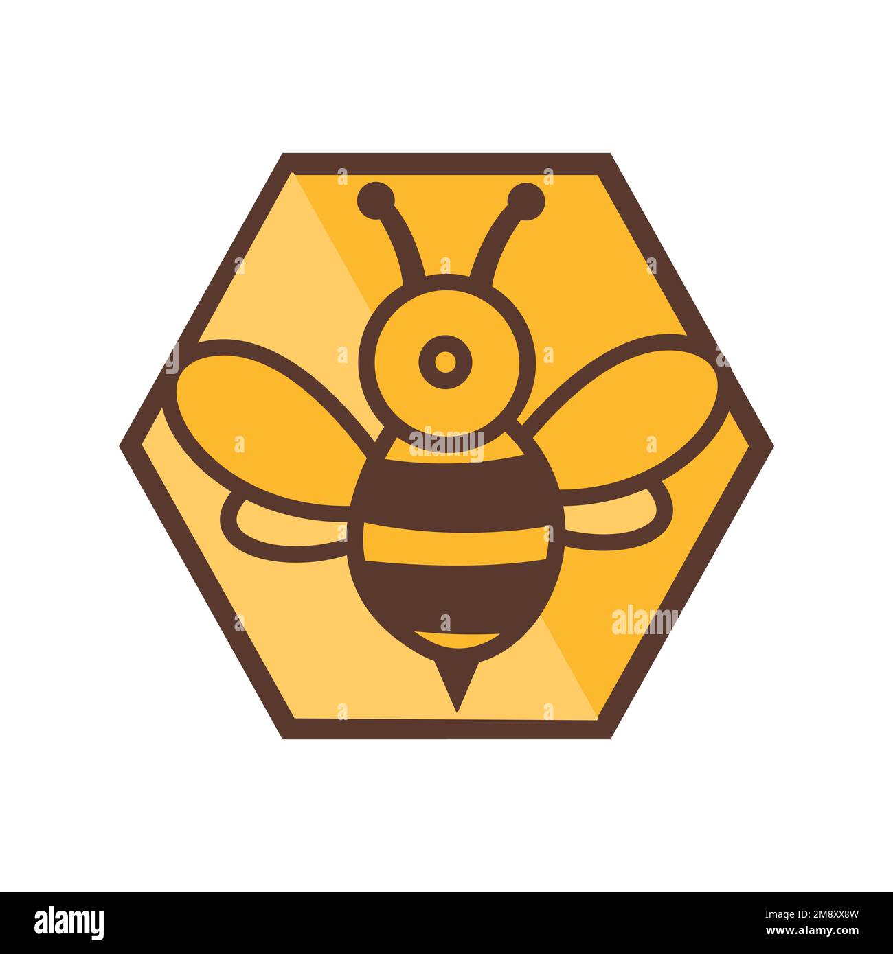 modern digital hexagon bee logo and vector icon Stock Photo - Alamy