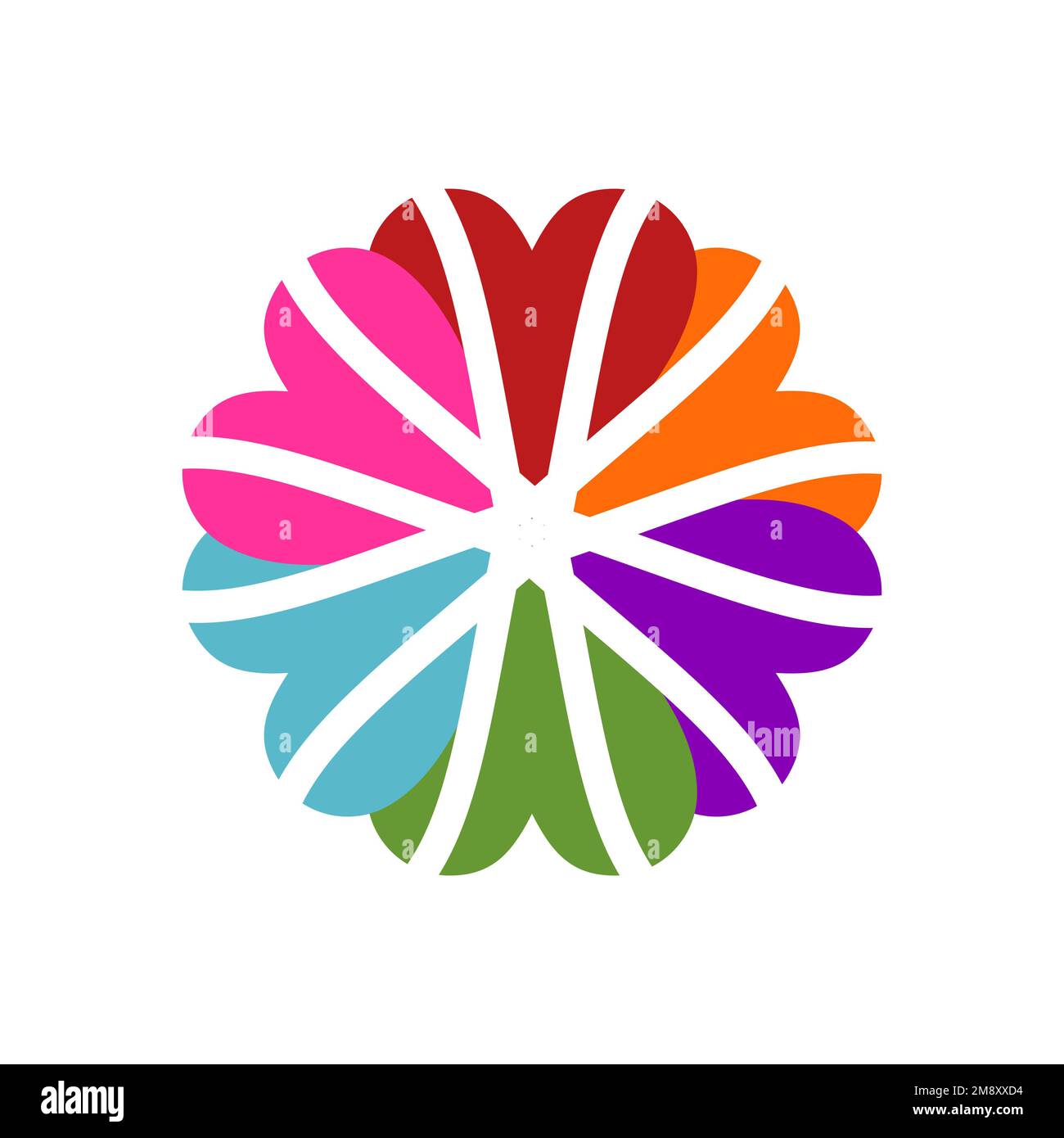 colorful flower heart love team mate circle logo and vector icon Stock ...