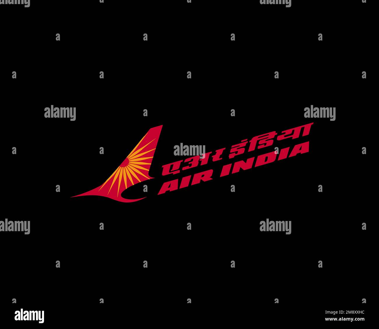 Air India, rotated logo, black background Stock Photo - Alamy