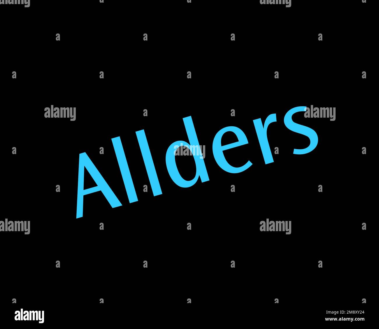 Allders, rotated logo, black background Stock Photo - Alamy