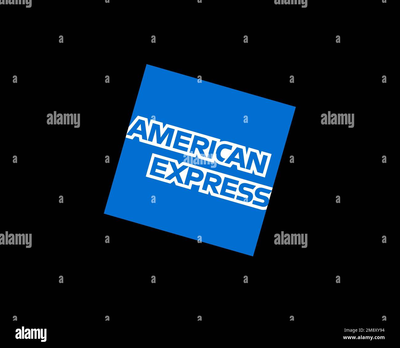 American Express, rotated logo, black background B Stock Photo - Alamy