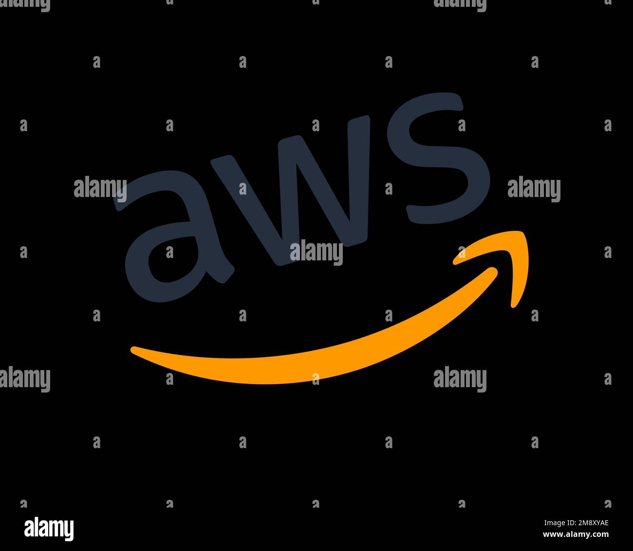 Amazon Web Services, Rotated Logo, Black Background Stock Photo - Alamy