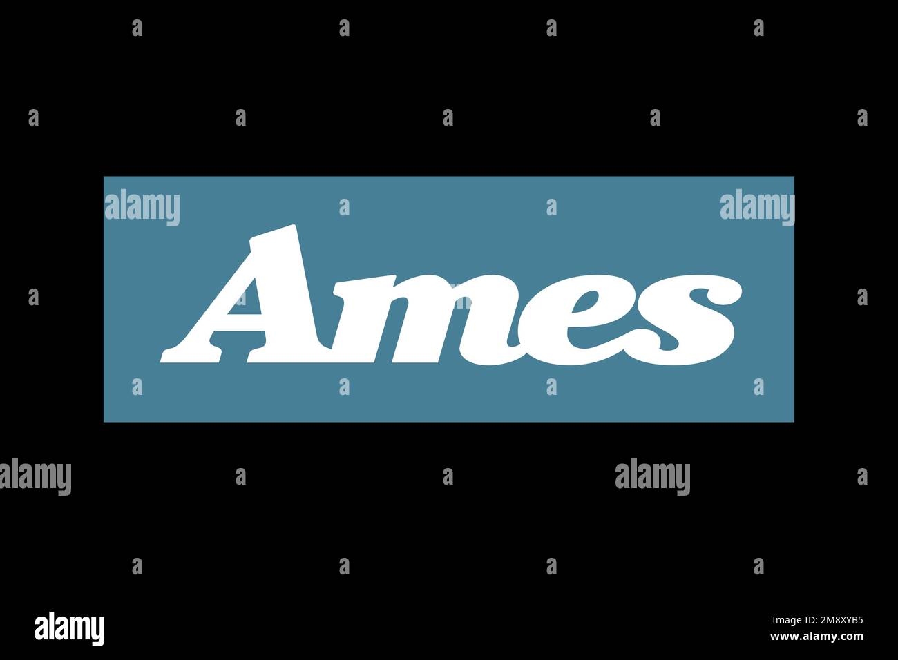 Ames department store, Logo, Black background Stock Photo - Alamy