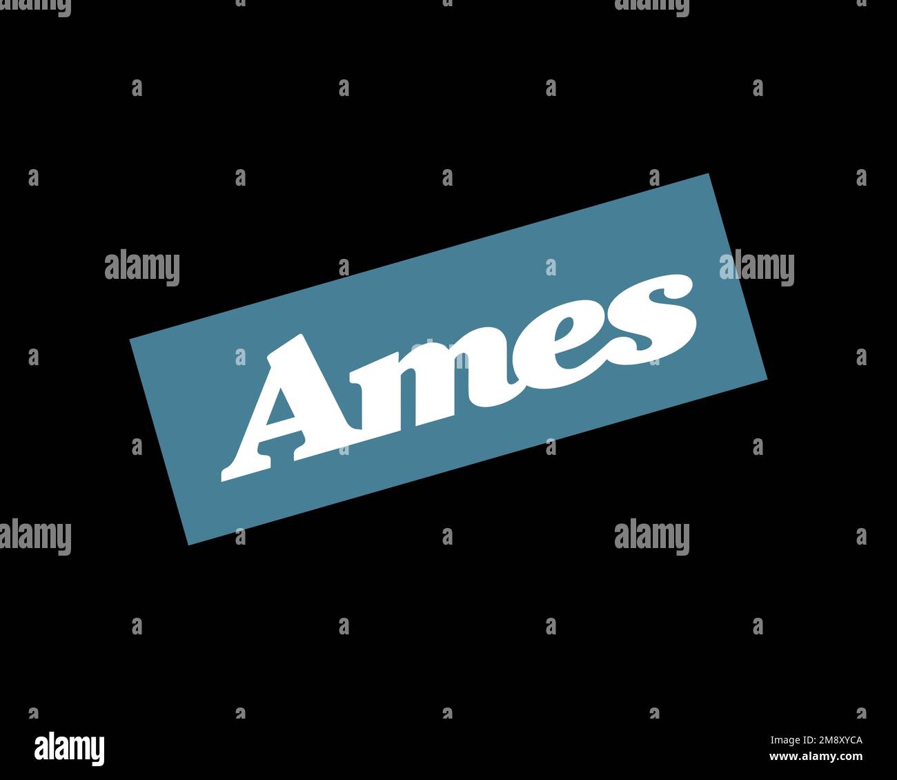 Ames department store, rotated logo, black background Stock Photo - Alamy