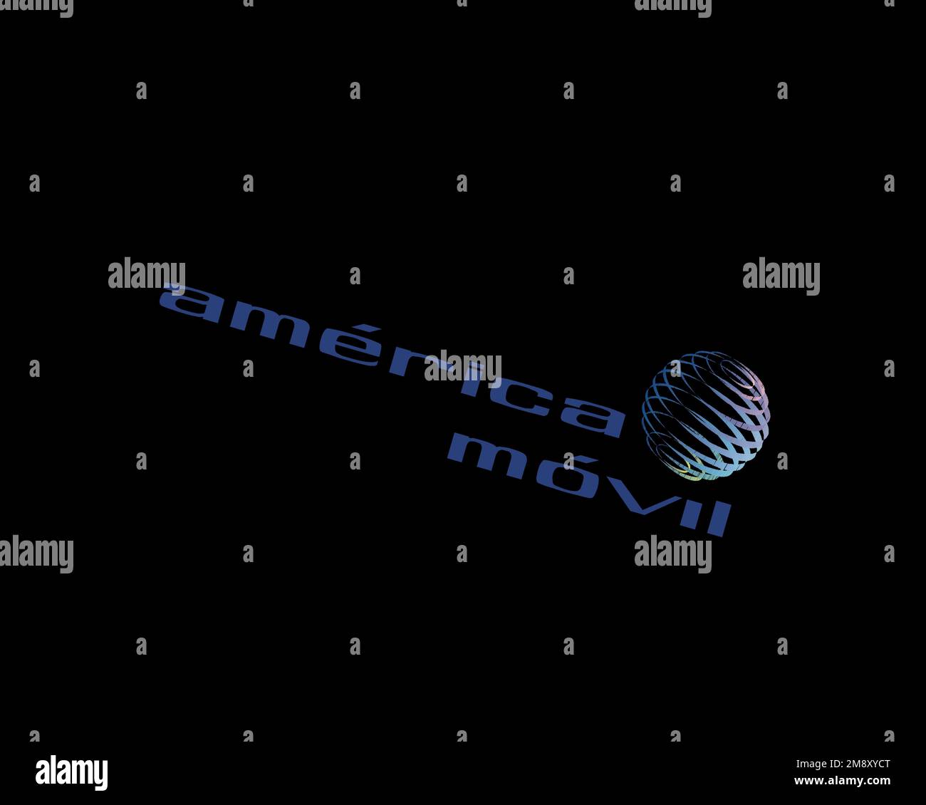America Movil, rotated logo, black background B Stock Photo - Alamy
