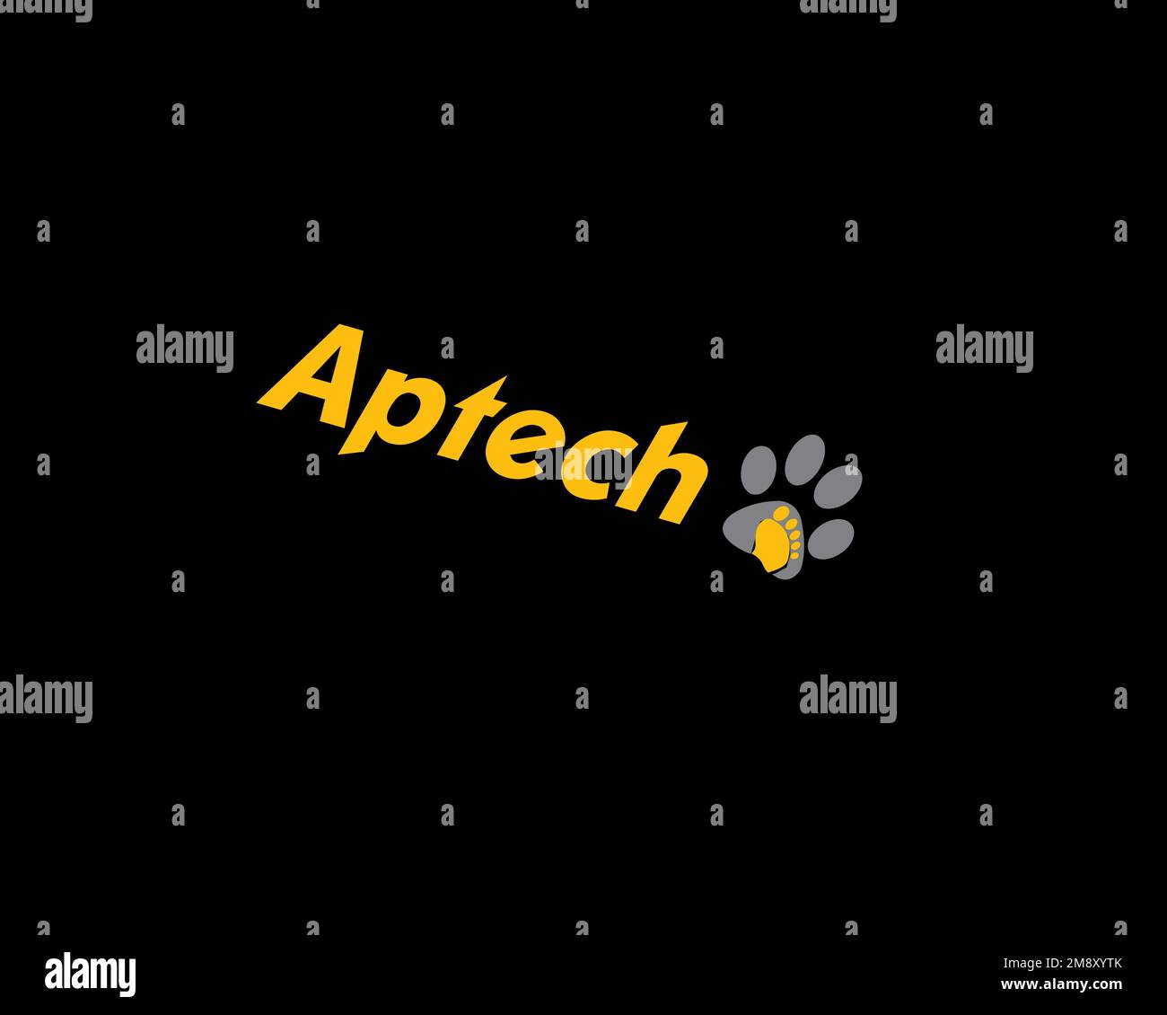 Aptech, rotated logo, black background B Stock Photo - Alamy