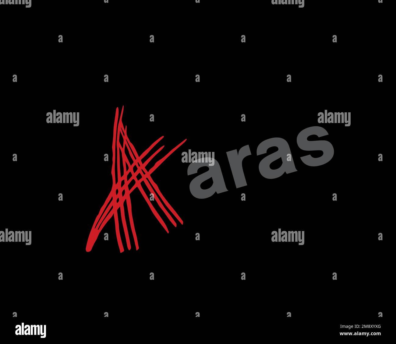 Aras Corp, rotated logo, black background Stock Photo - Alamy
