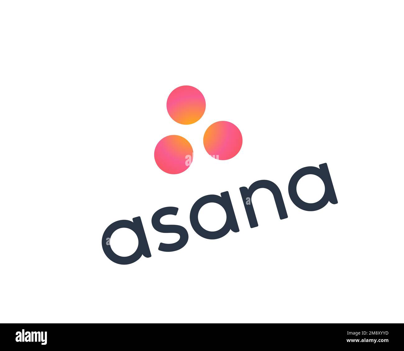 Asana software, rotated logo, white background Stock Photo - Alamy