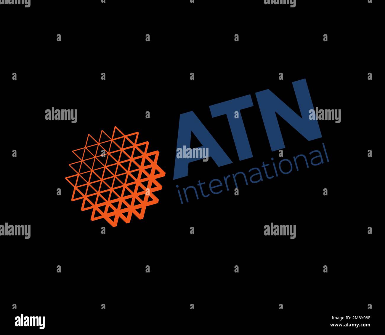 Atlantic Tele Network, rotated logo, black background Stock Photo - Alamy