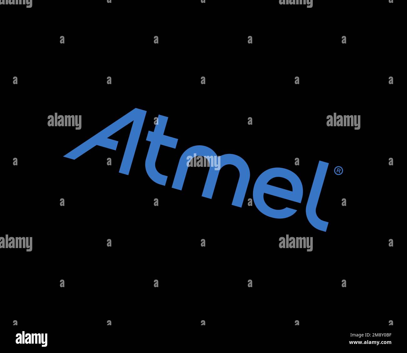 Atmel, rotated logo, black background B Stock Photo - Alamy