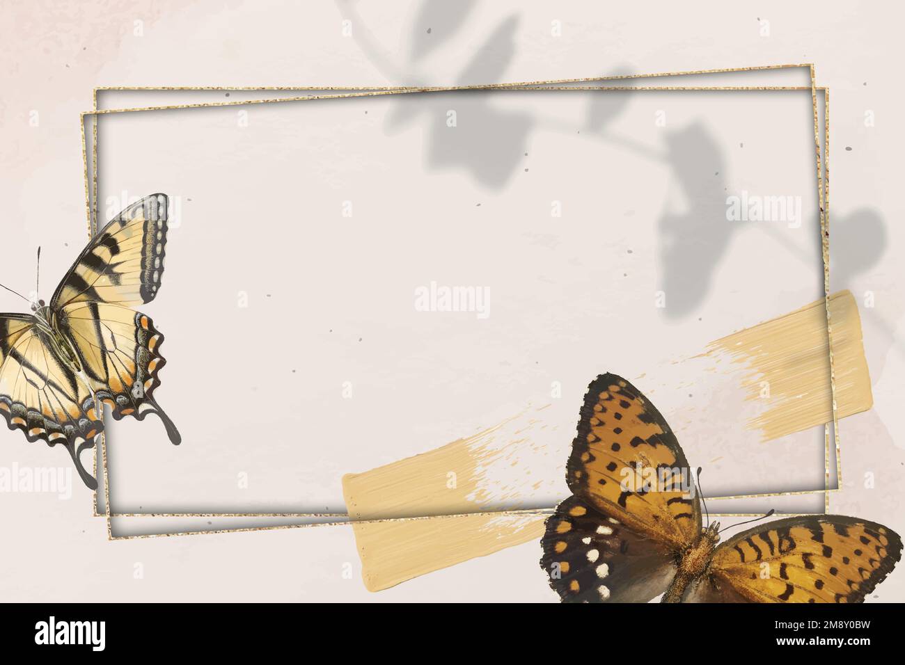 Gold frame with butterfly patterned background vector Stock Vector ...