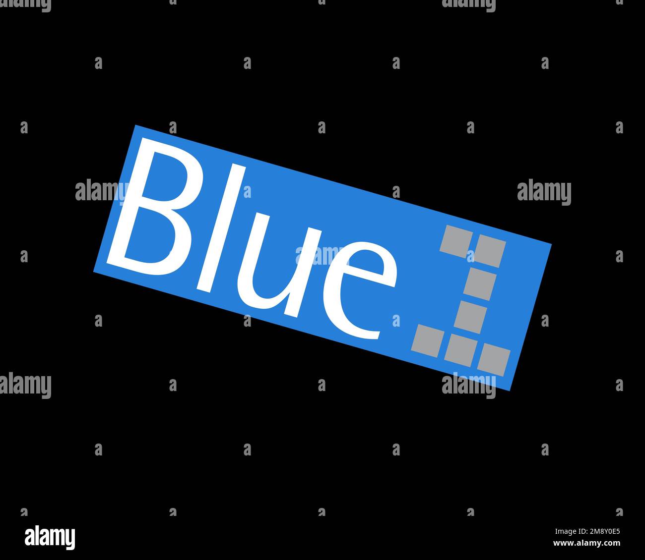 Blue1, rotated logo, black background B Stock Photo - Alamy