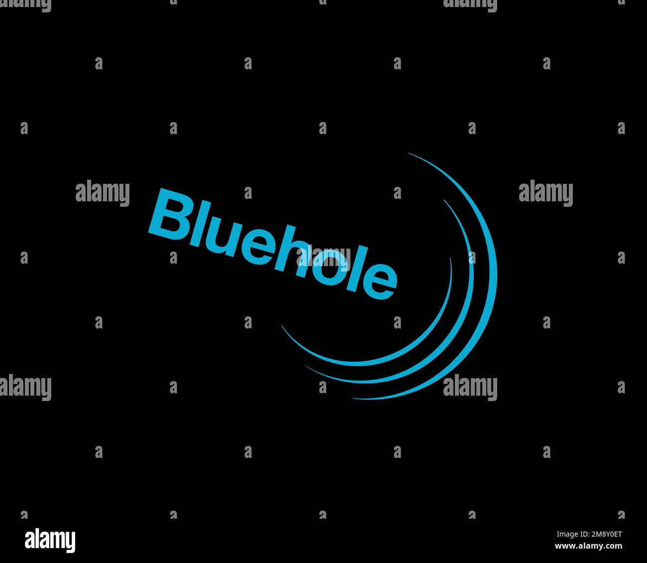 Bluehole company, rotated logo, black background B Stock Photo - Alamy