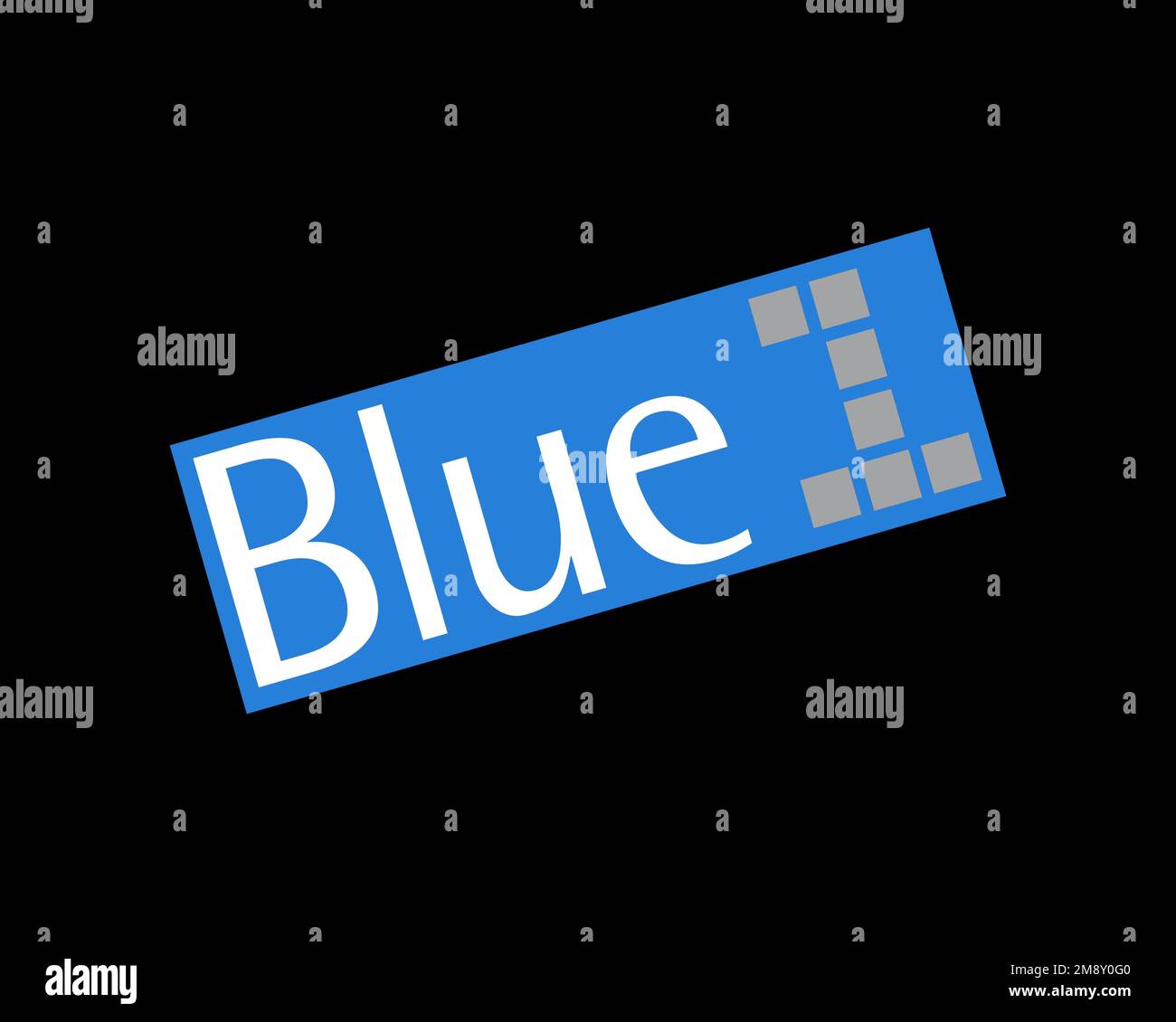 Blue1, rotated logo, black background Stock Photo - Alamy