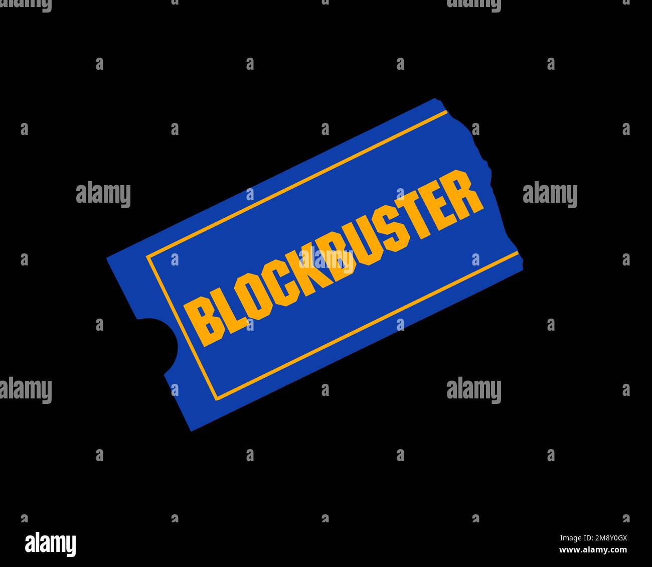 Blockbuster LLC, rotated logo, black background Stock Photo - Alamy