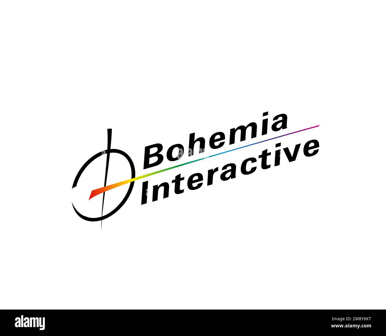 Bohemia Interactive, rotated logo, white background Stock Photo - Alamy