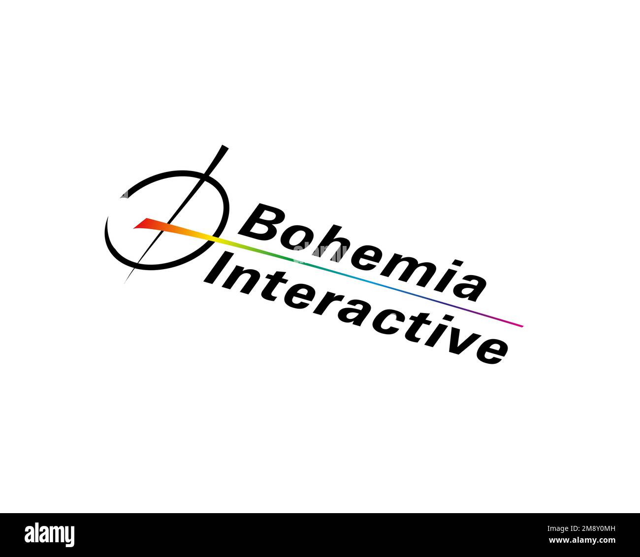 Bohemia Interactive, rotated logo, white background B Stock Photo - Alamy