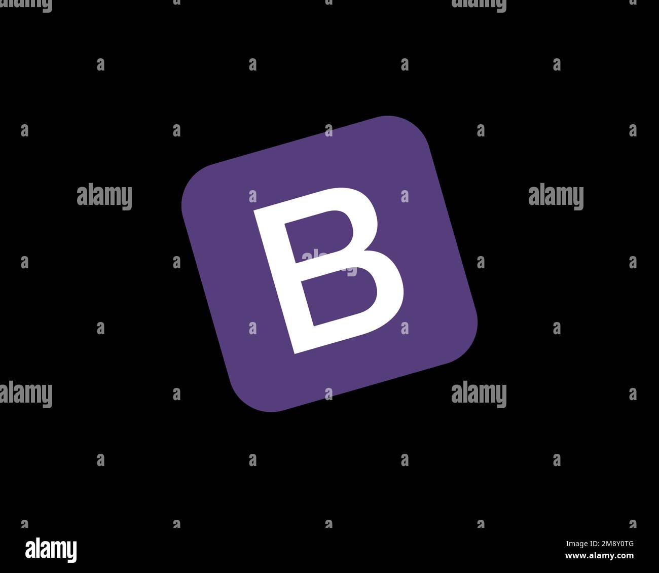 Bootstrap Front End Framework Rotated Logo Black Background Stock