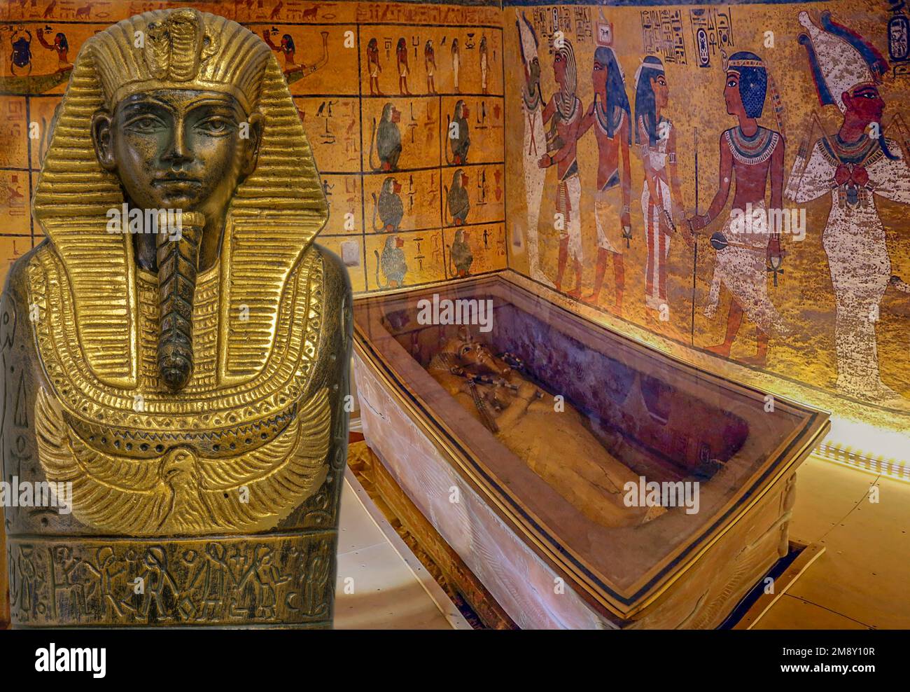 Egypt burial chamber with statue Tutankhamun Stock Photo - Alamy