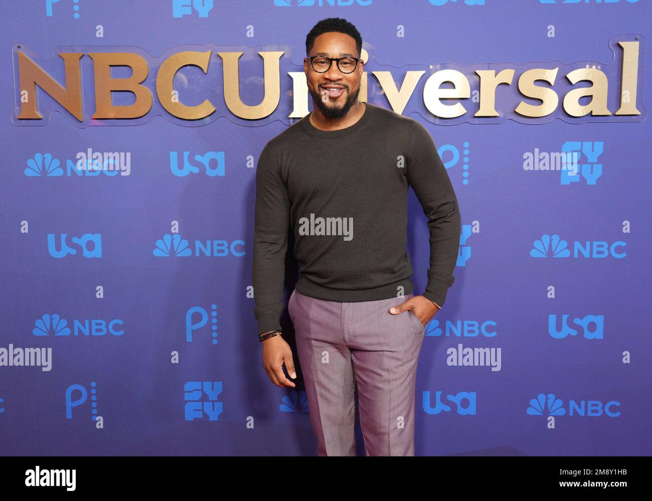 Aaron Jennings at the 2023 NBCUNIVERSAL Press Tour held at the Langham ...