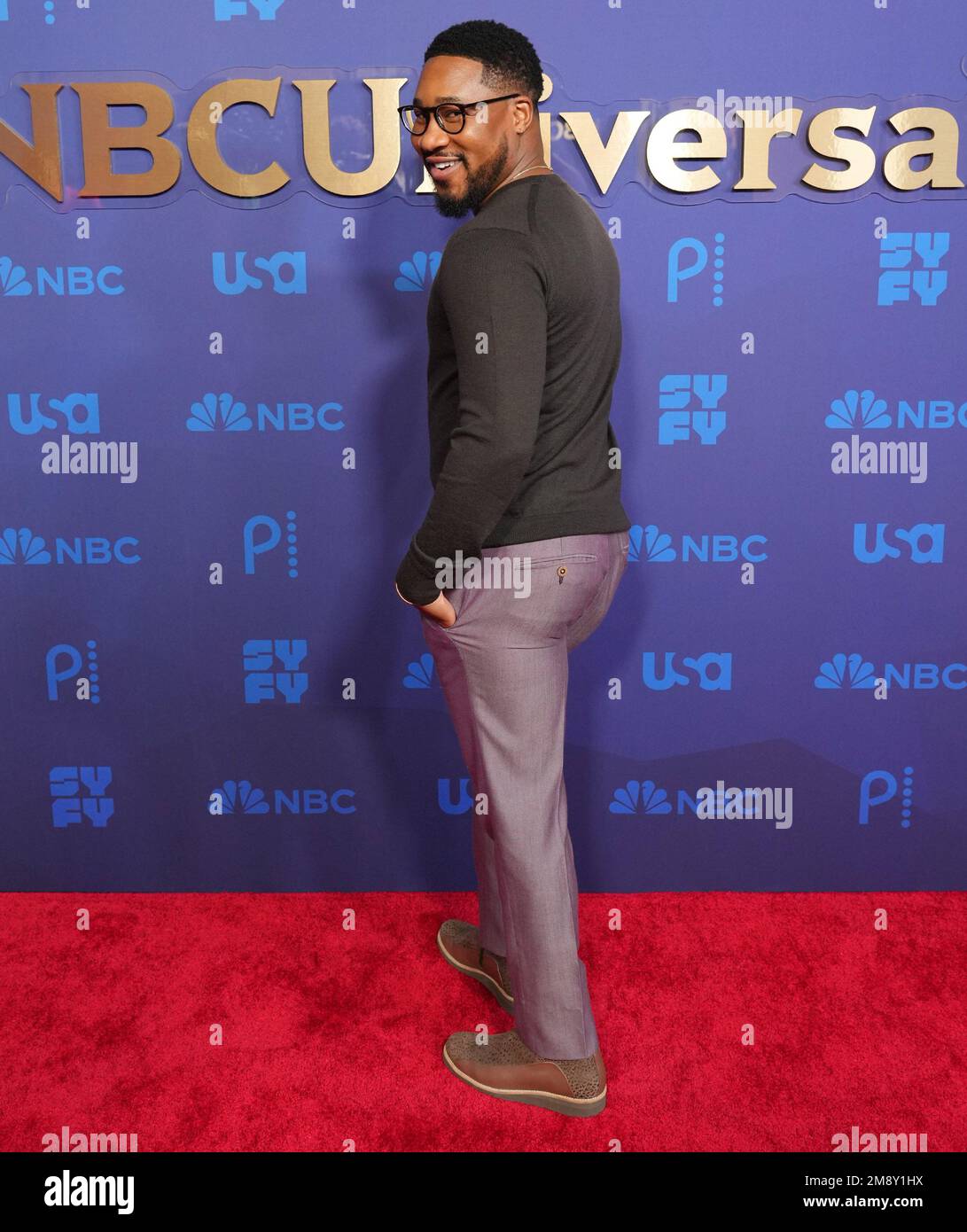 Aaron Jennings at the 2023 NBCUNIVERSAL Press Tour held at the Langham ...