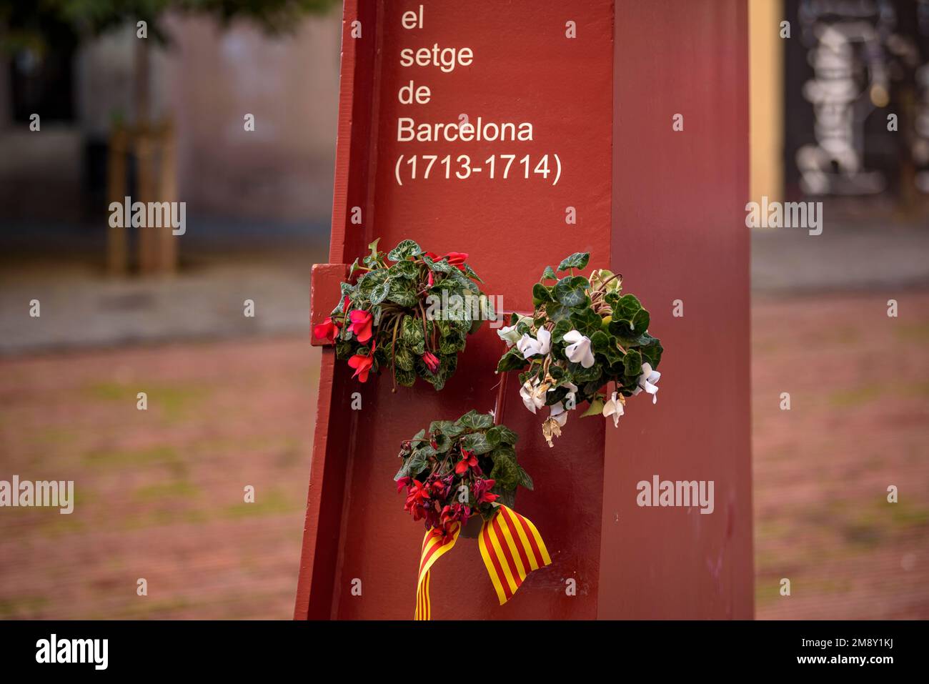 Monument in the Fossar de les Moreres (Grave of the Mulberries), one of ...