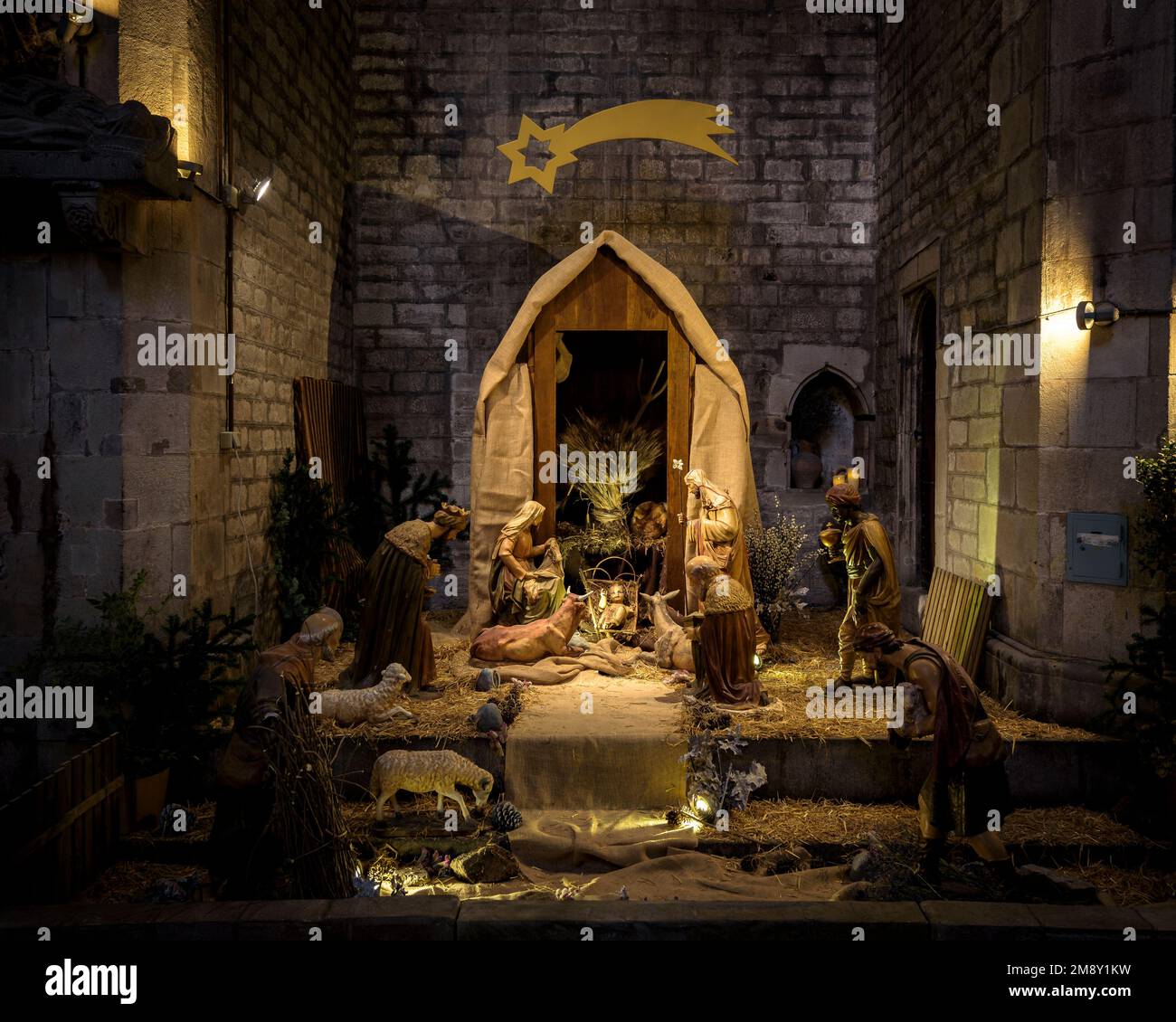 Nativity scene inside the Basilica of Santa Maria del Mar (Barcelona ...