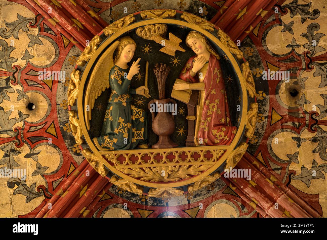 Gothic vault keystone of the Basilica of Santa Maria del Mar (Barcelona ...