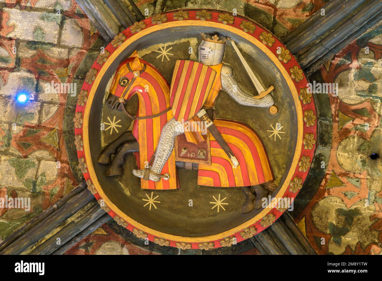 Gothic vault keystone of the Basilica of Santa Maria del Mar (Barcelona ...