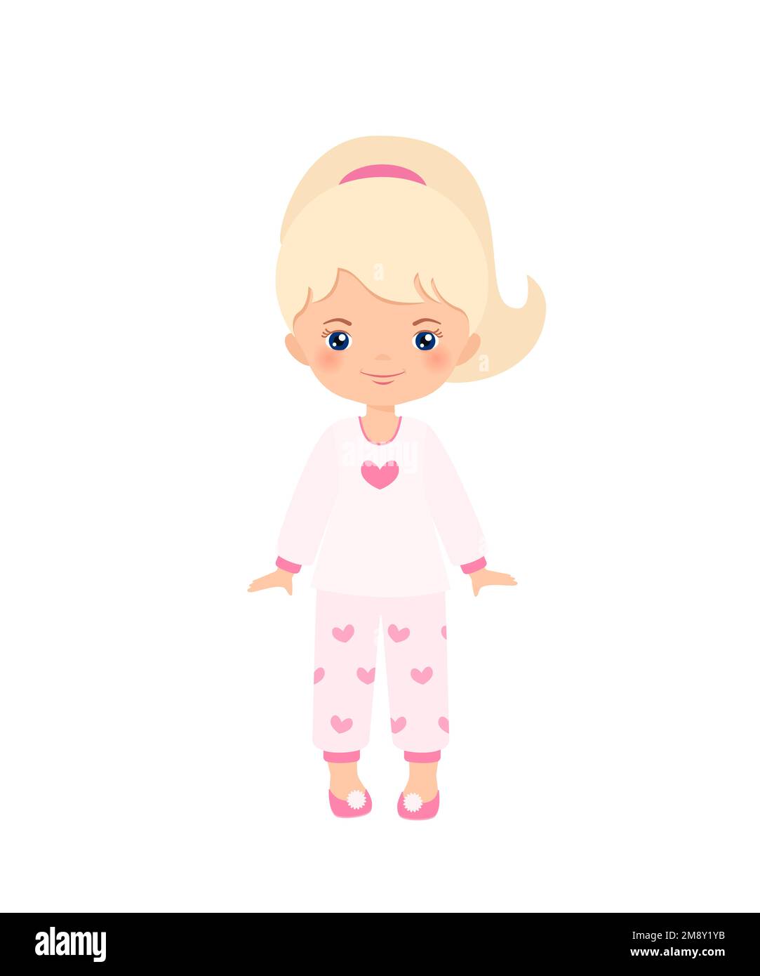 Chibi girl character dressed in pajamas, isolated on white background ...