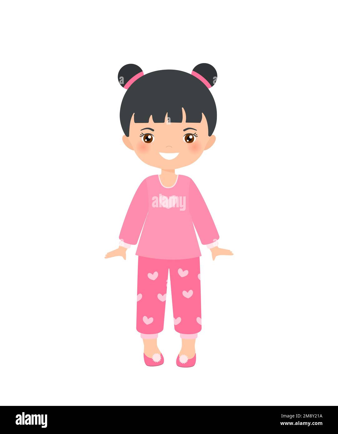 Chinese chibi girl dressed in pajamas, isolated on white background ...