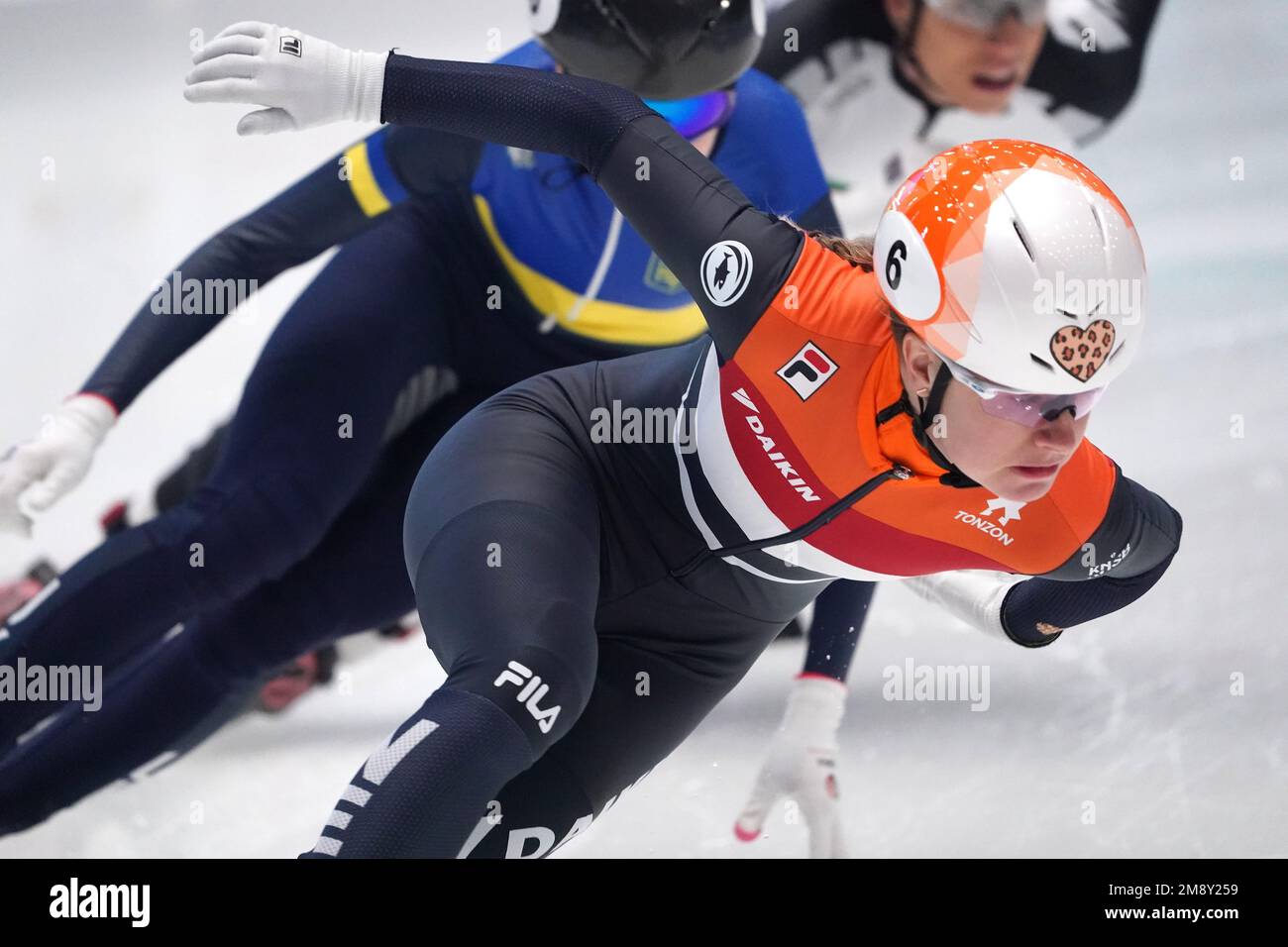 Yara van Kerkhof (NED) on 500m heats woman during ISU European Championships Short Track on ...