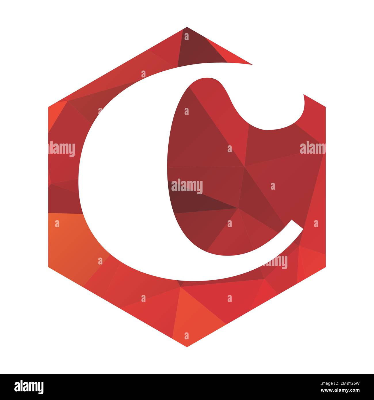 c initials red polygonal logo and vector icon Stock Photo - Alamy