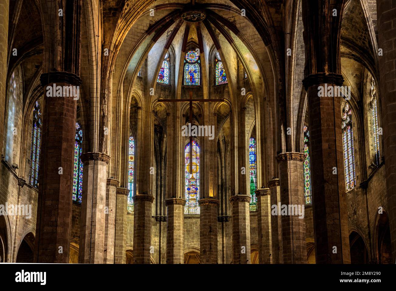 Interior of the Gothic Basilica of Santa Maria del Mar (Barcelona ...