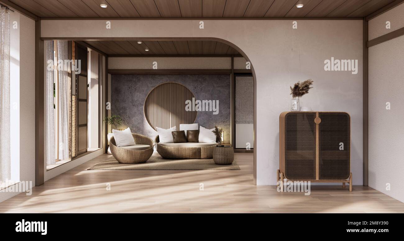 Muji Sofa armchair on Living room empty japandi style Stock Photo - Alamy