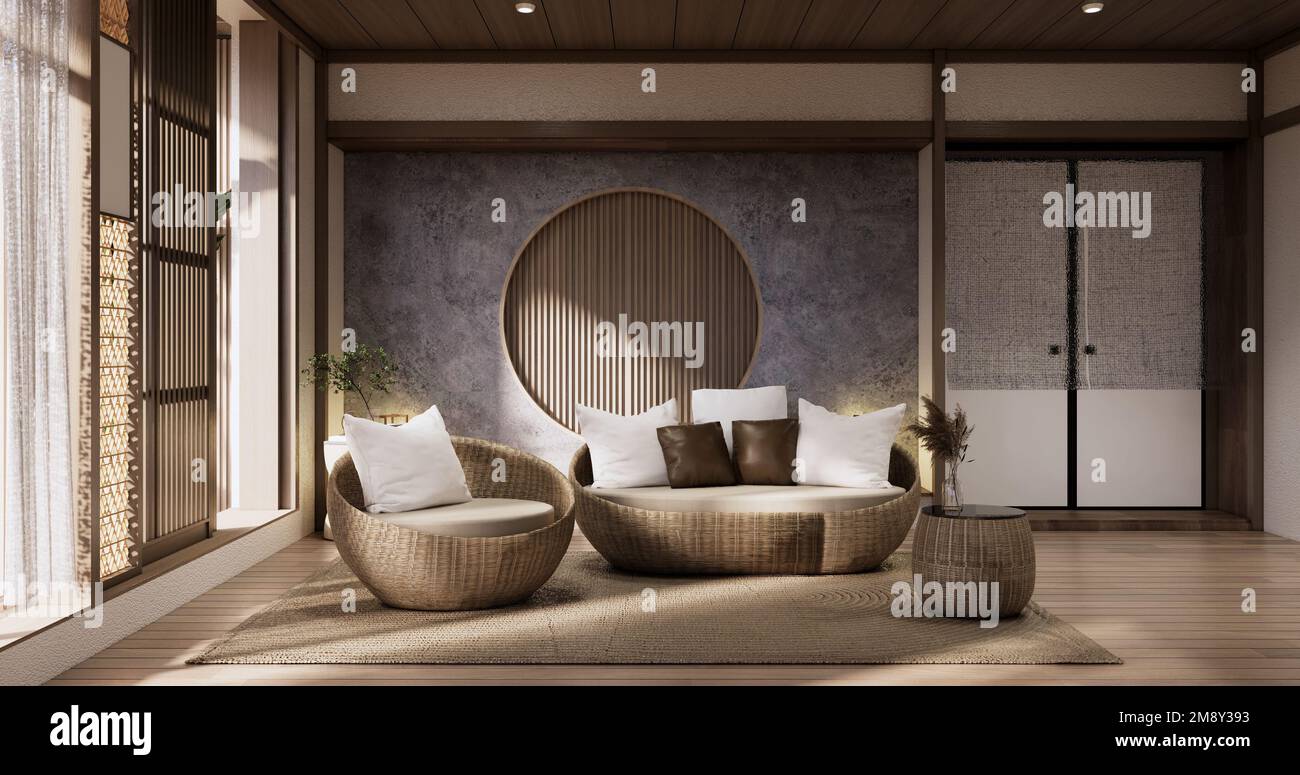 Muji Sofa armchair on Living room empty japandi style Stock Photo - Alamy