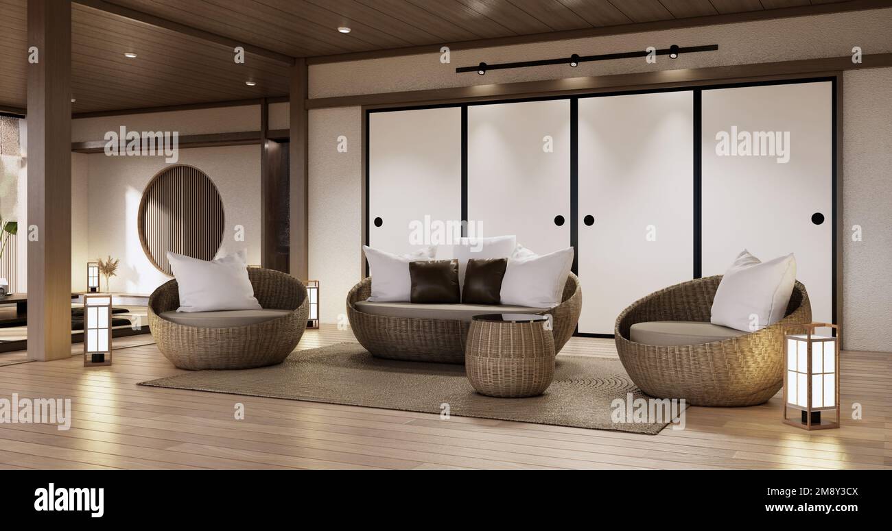 Muji Sofa armchair on Living room empty japandi style Stock Photo - Alamy