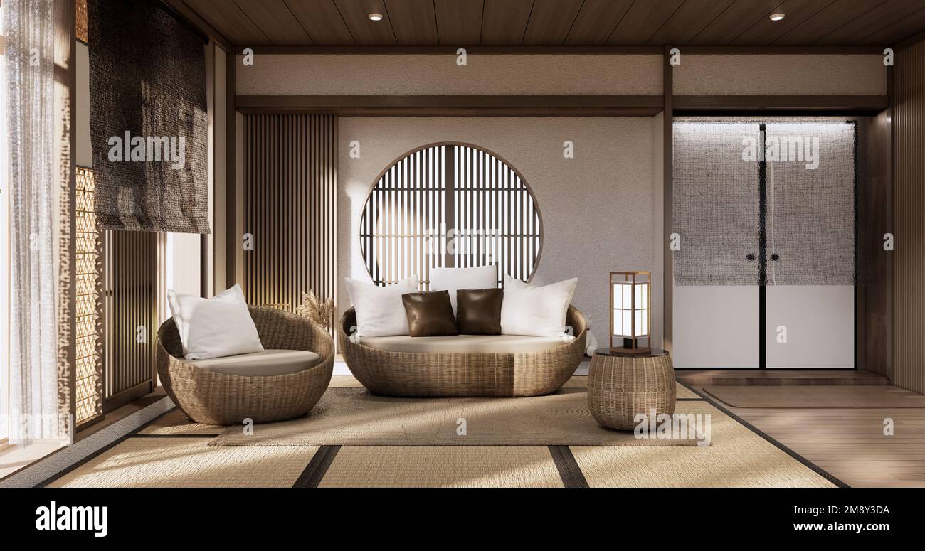 Muji Sofa armchair on Living room empty japandi style Stock Photo - Alamy