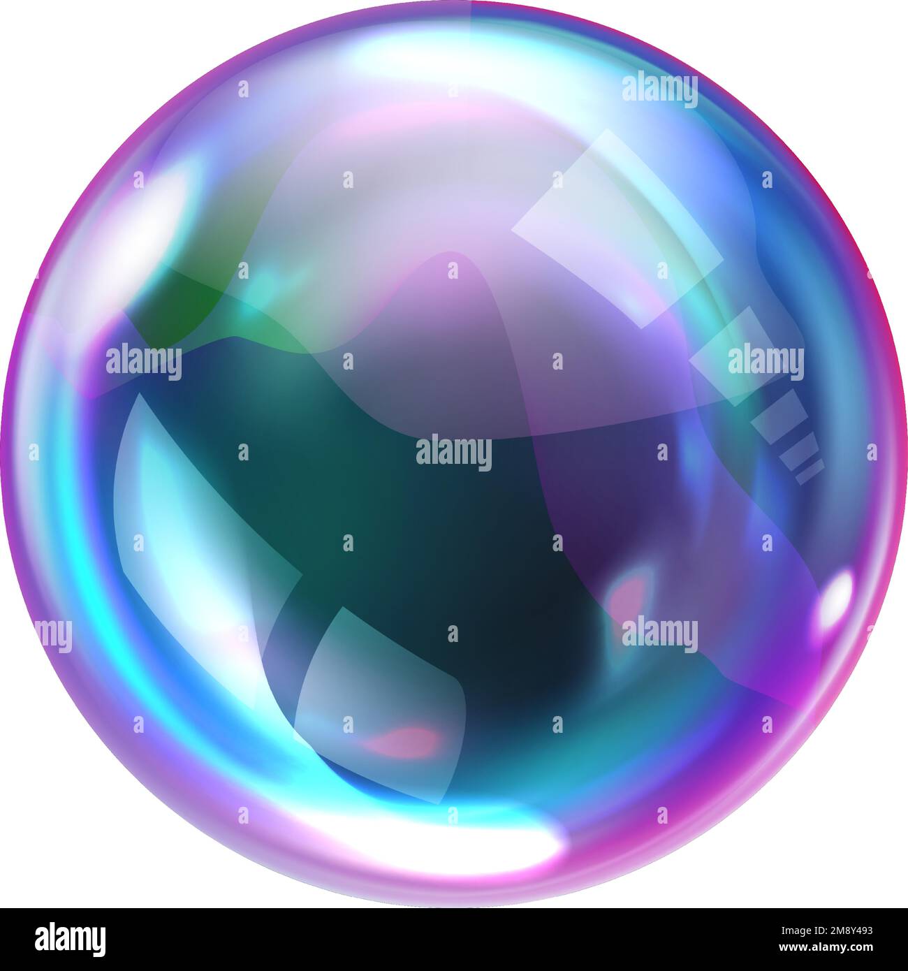 Soap bubble, realistic transparent air sphere of rainbow colors with ...