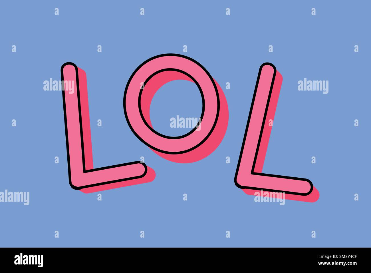 Pink LOL typography on a blue background vector Stock Vector Image ...
