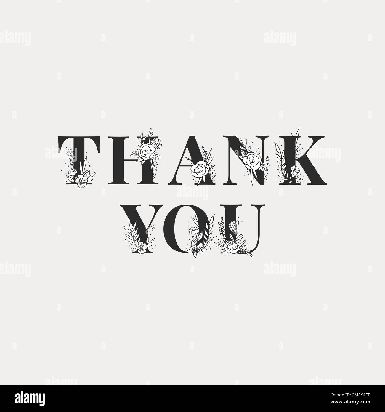 Thank You flower typography feminine font vector Stock Vector Image ...