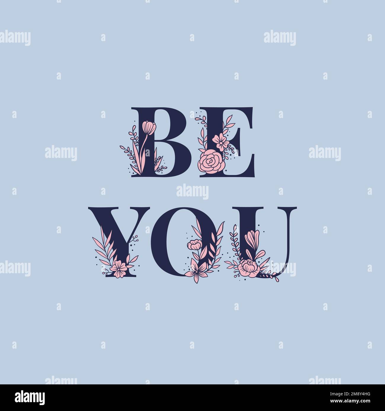 Floral text Be You feminine typography font vector Stock Vector Image ...