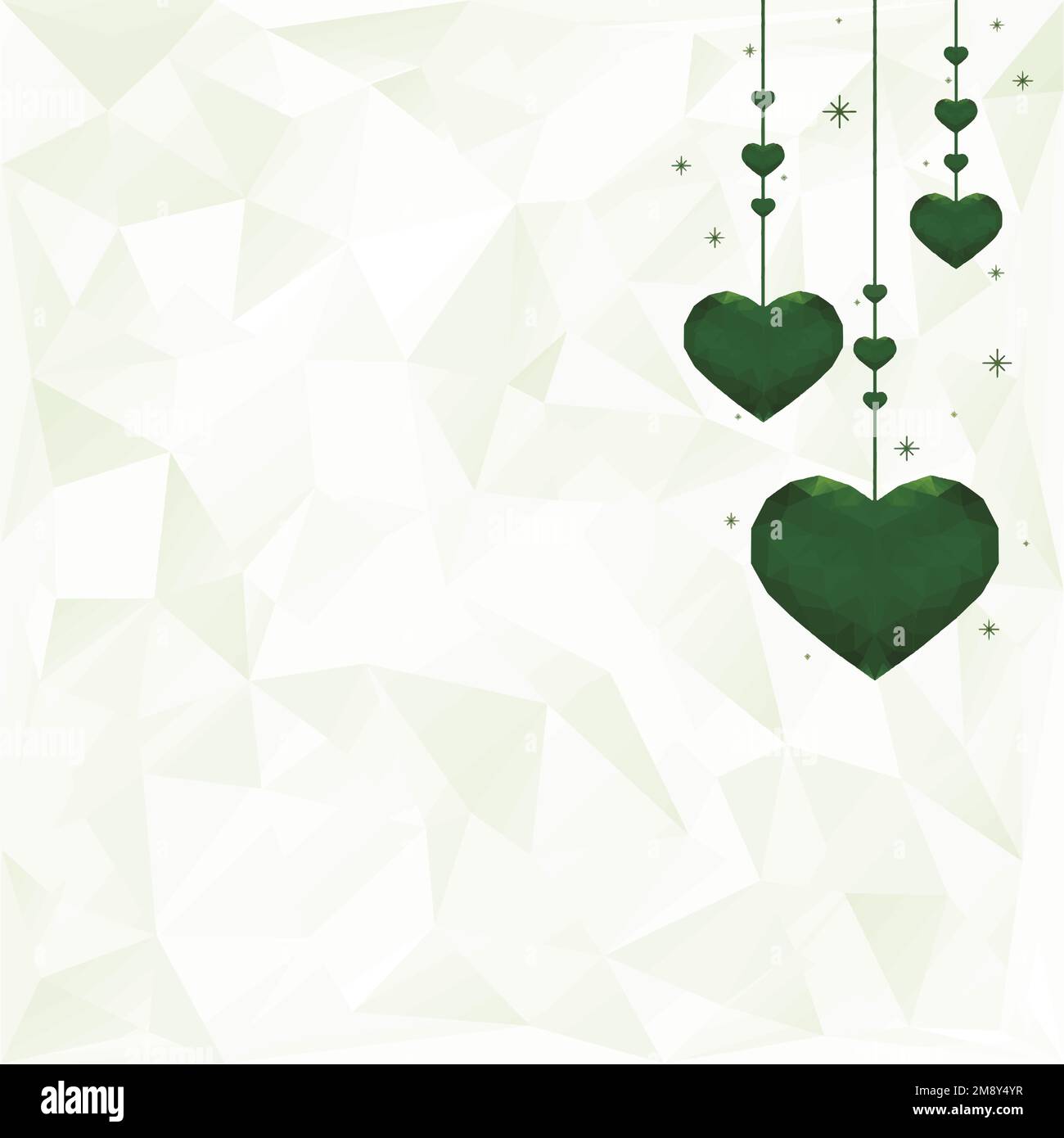 Hanging Green Hearts Background Vector Prism Pattern Stock Vector Image